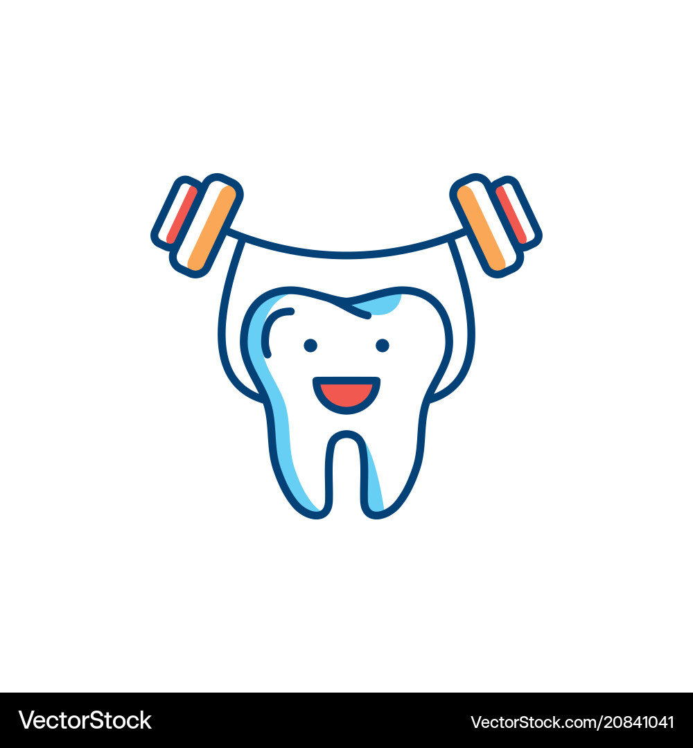 Healthy teeth line icon strong tooth holds the Vector Image