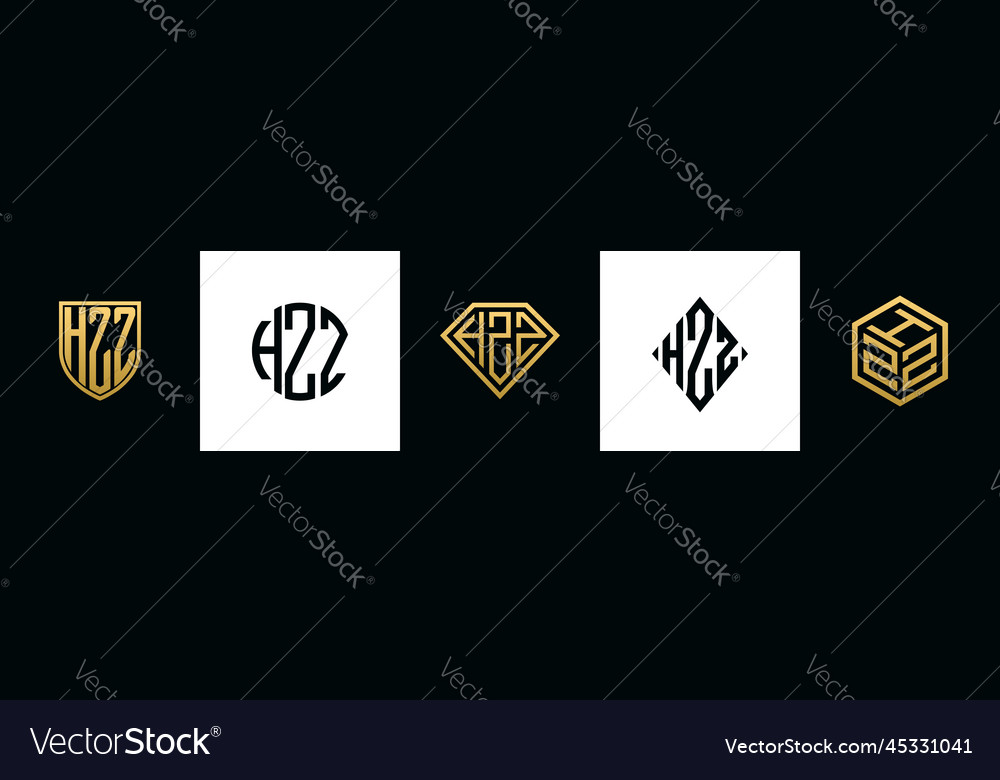 Initial letters hzz logo designs bundle Royalty Free Vector