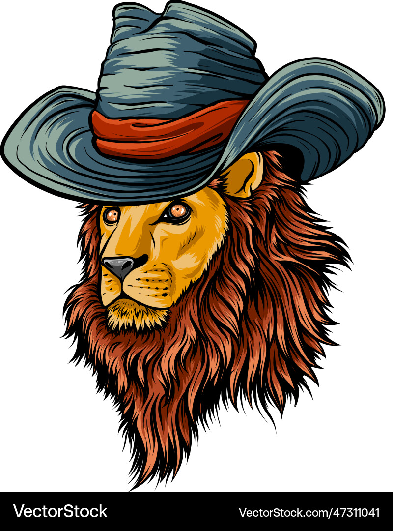 Lion cowboy mascot logo Royalty Free Vector Image