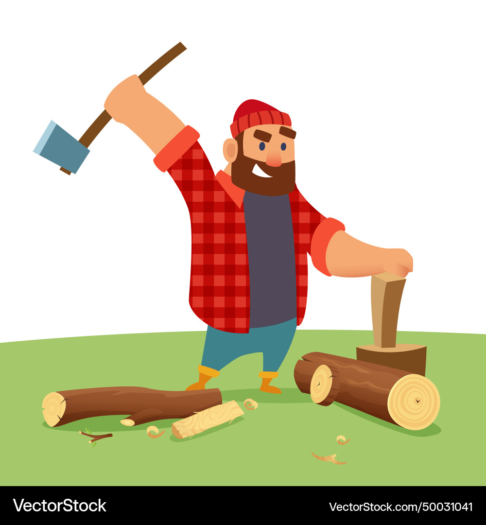 Lumberjack outdoor character smashing Royalty Free Vector