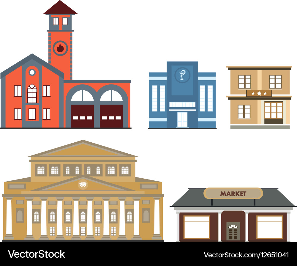 Set of public buildings Royalty Free Vector Image