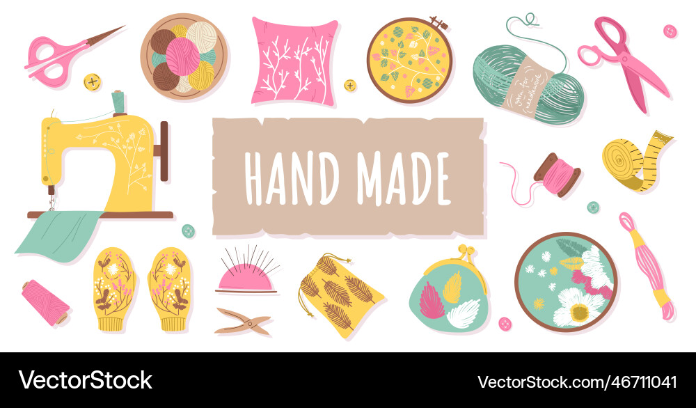 Sewing tools banner Royalty Free Vector Image - VectorStock