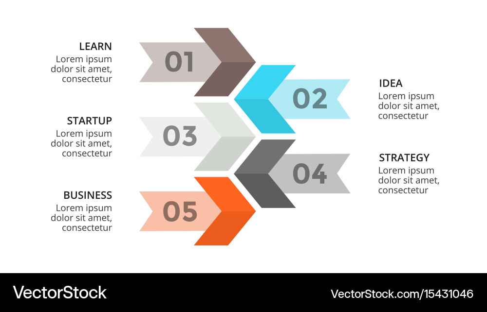 Arrows timeline infographic growth diagram Vector Image