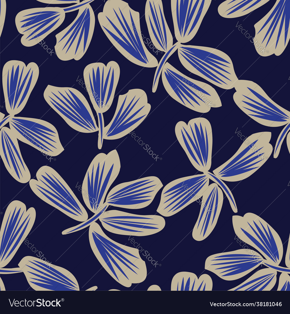 Blue floral brush strokes seamless pattern Vector Image