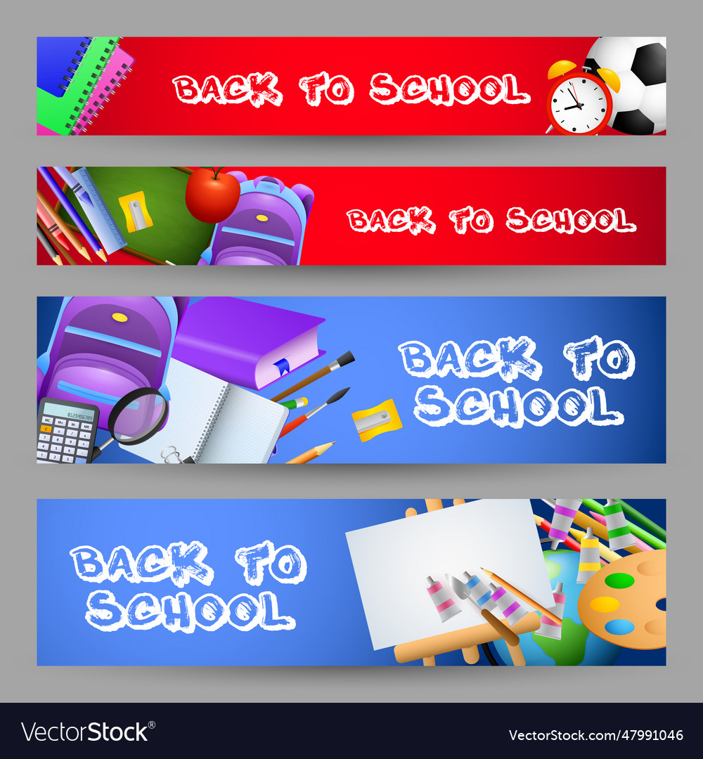 Bright back to school letterings set stationery Vector Image