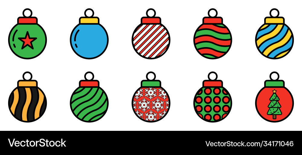 Christmas balls set xmas bubble ornament Vector Image