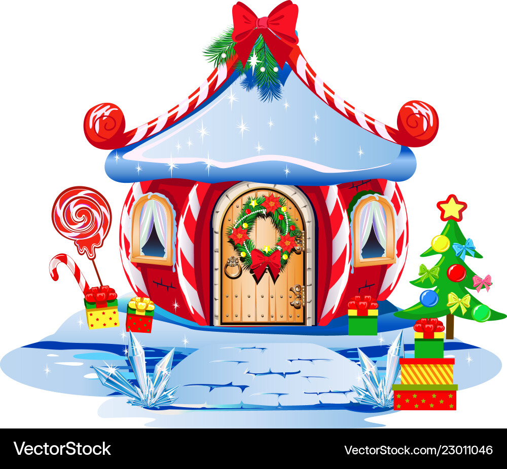 Christmas house with festive decorations Vector Image