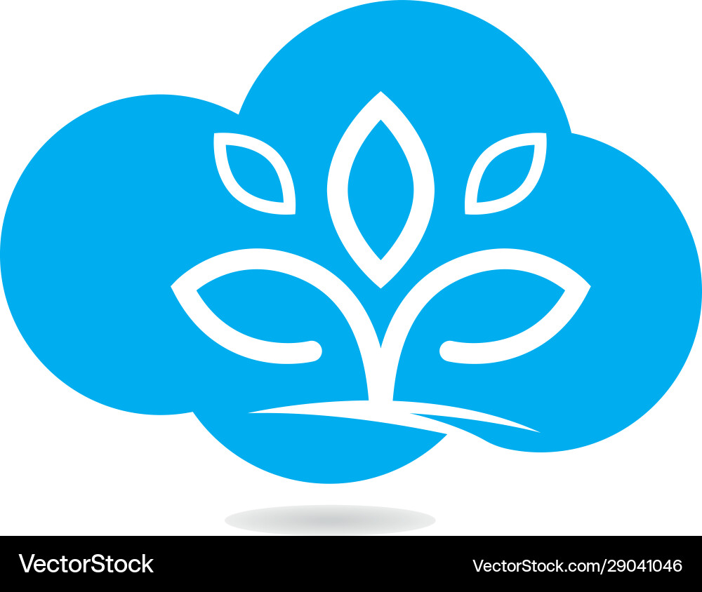 Cloud tree logo design minimal Royalty Free Vector Image