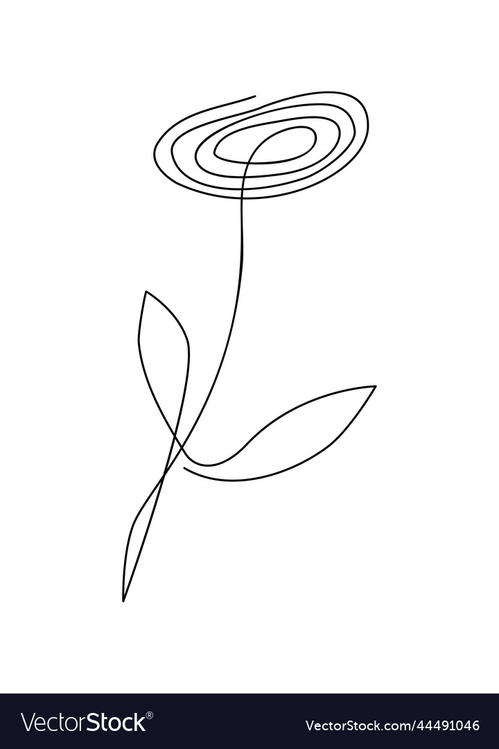 Flower rose one line art logo minimalist Vector Image