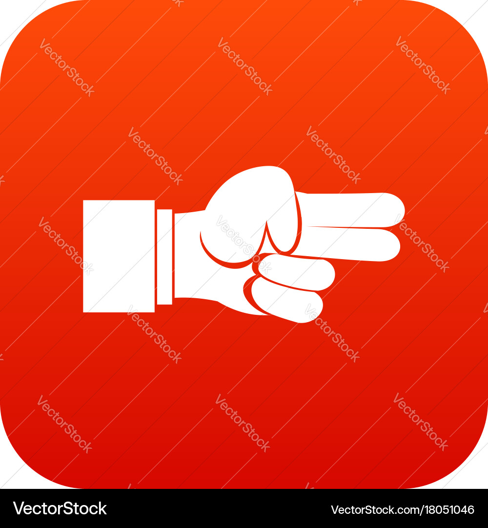 Hand showing two fingers icon digital red Vector Image