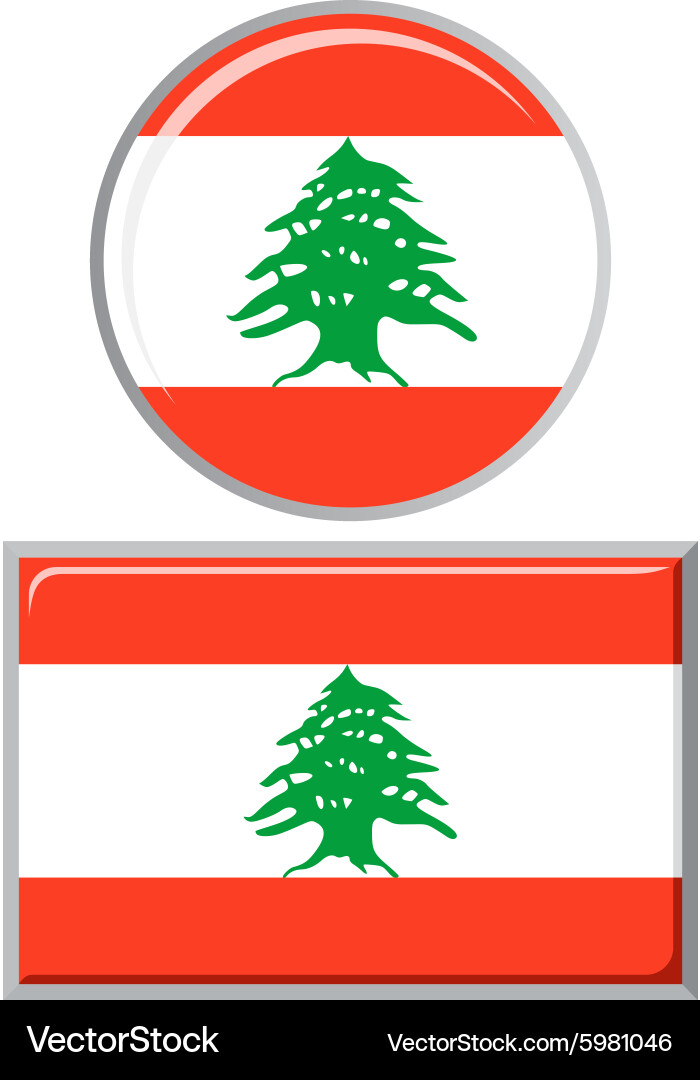 Lebanese round and square icon flag Royalty Free Vector