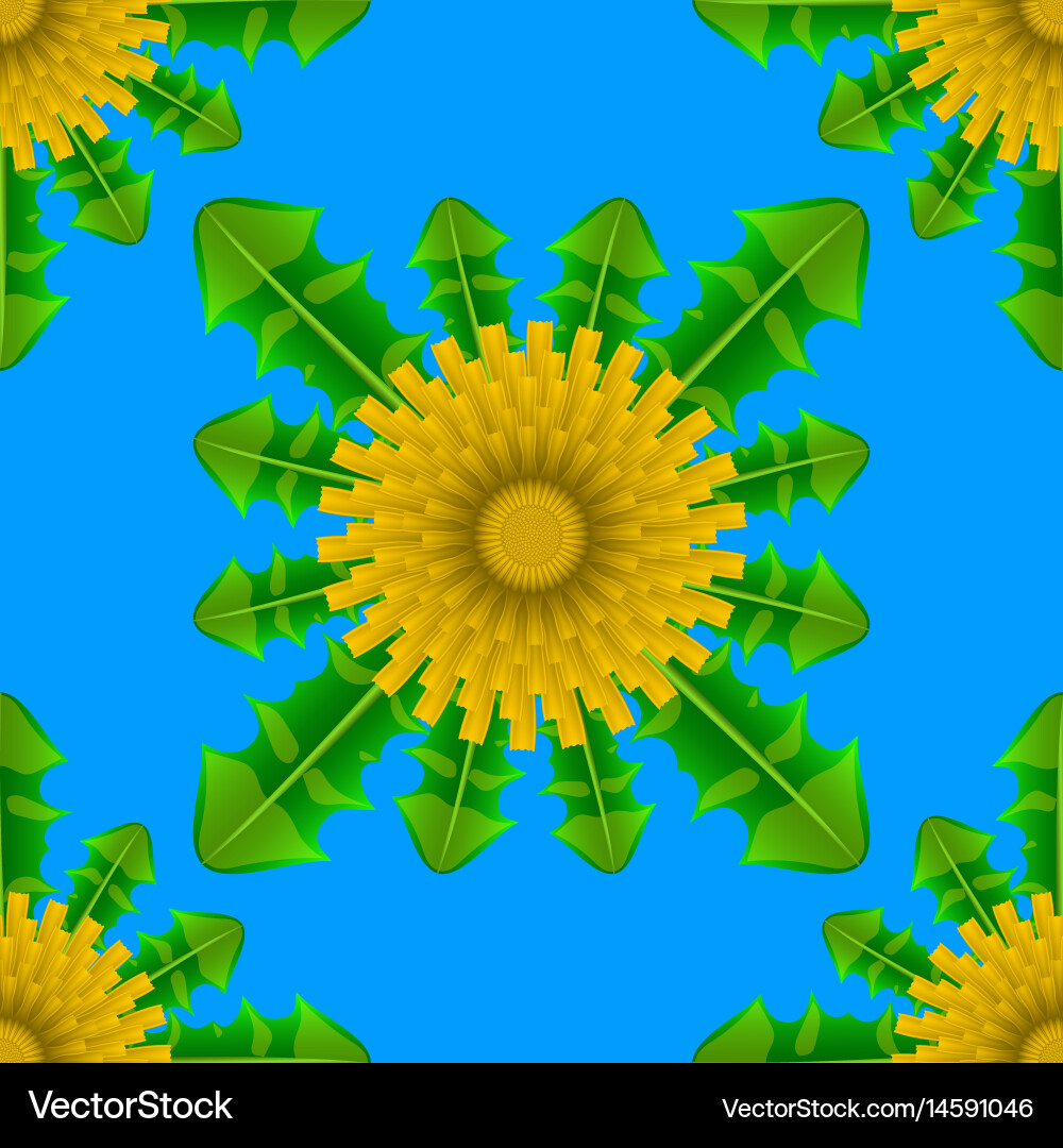 Seamless pattern of dandelion with leaves Vector Image