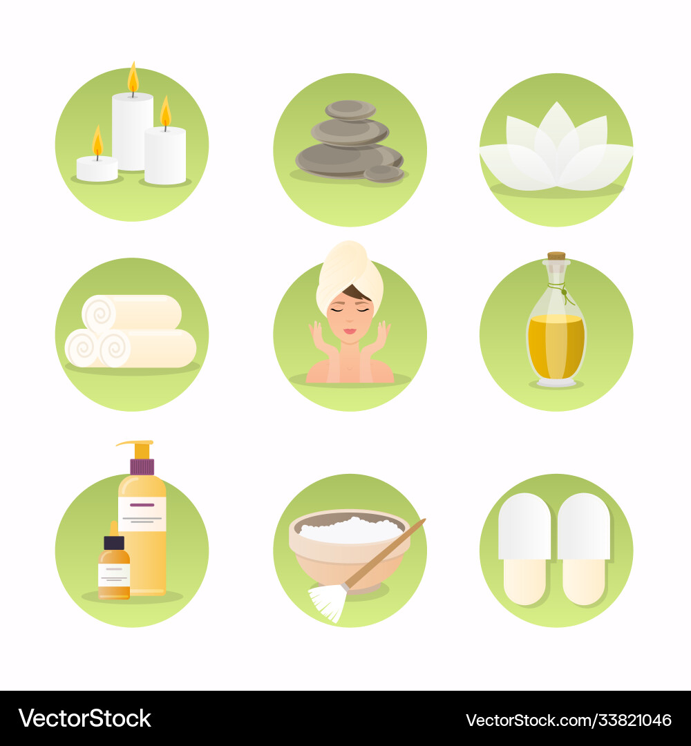 Spa and wellness icon set natural cosmetics Vector Image