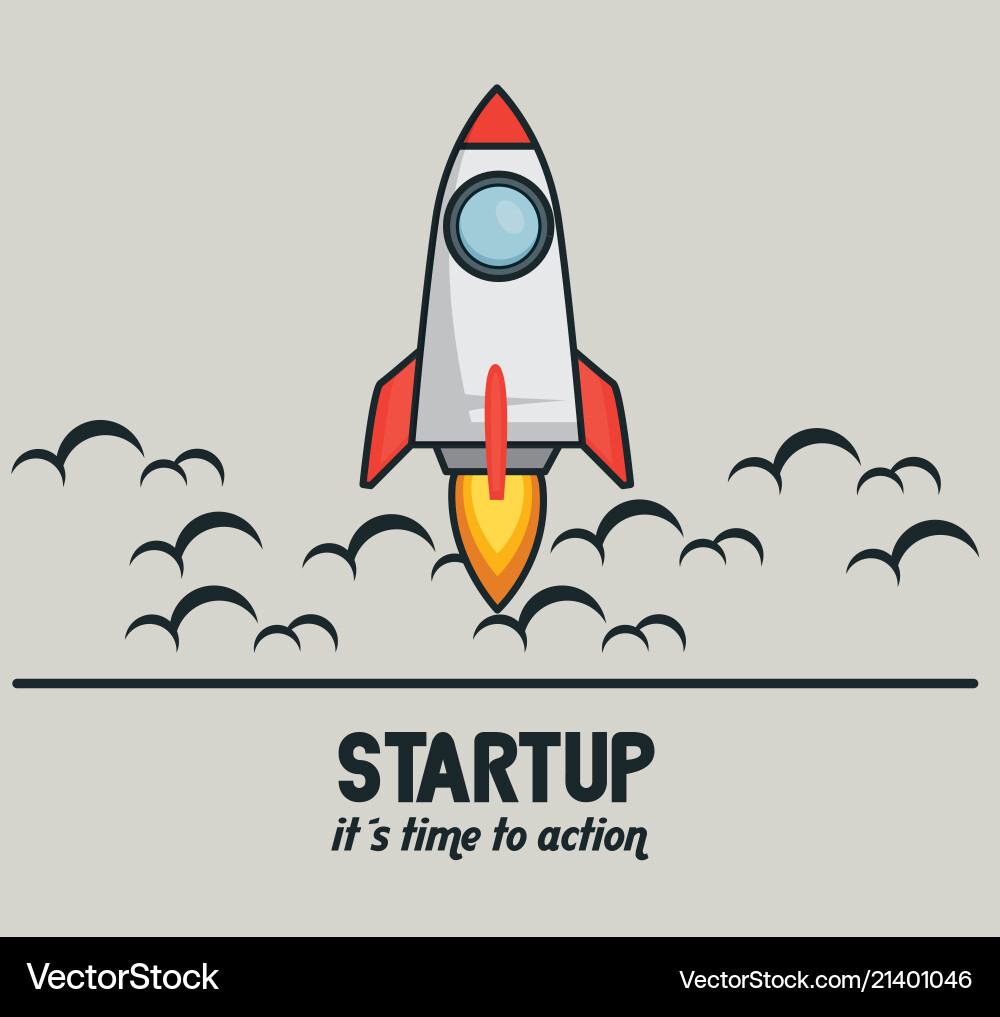 Start up launcher rocket Royalty Free Vector Image