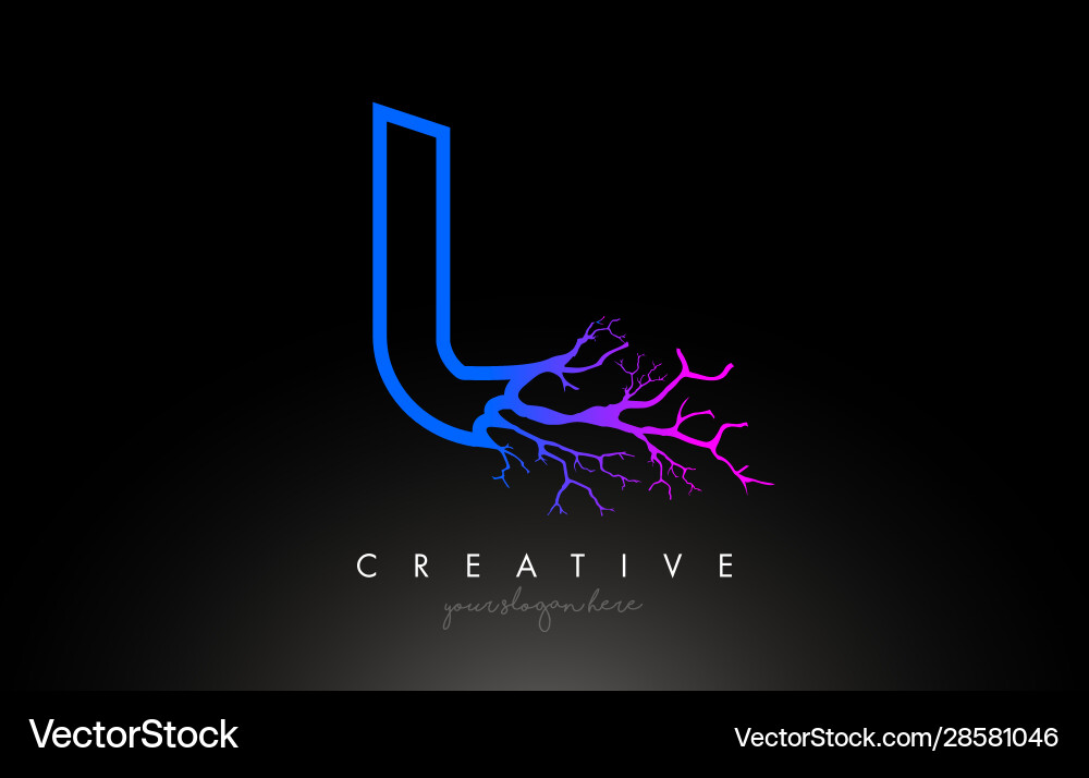 Tree letter l design logo with purple blue tree Vector Image