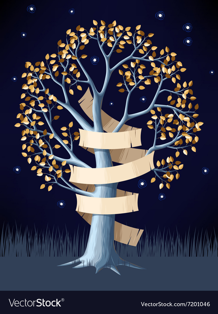 Tree with banner Royalty Free Vector Image - VectorStock