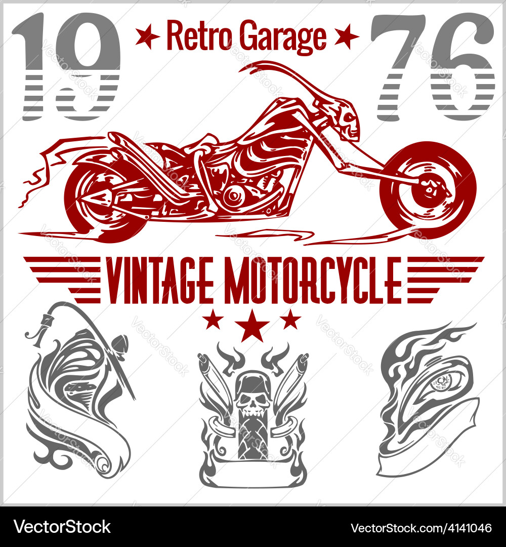 Vintage motorcycle labels badges and design Vector Image