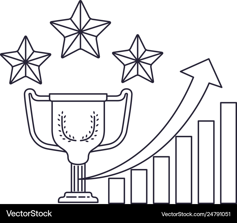 Bar chart with trophies isolated icon Royalty Free Vector