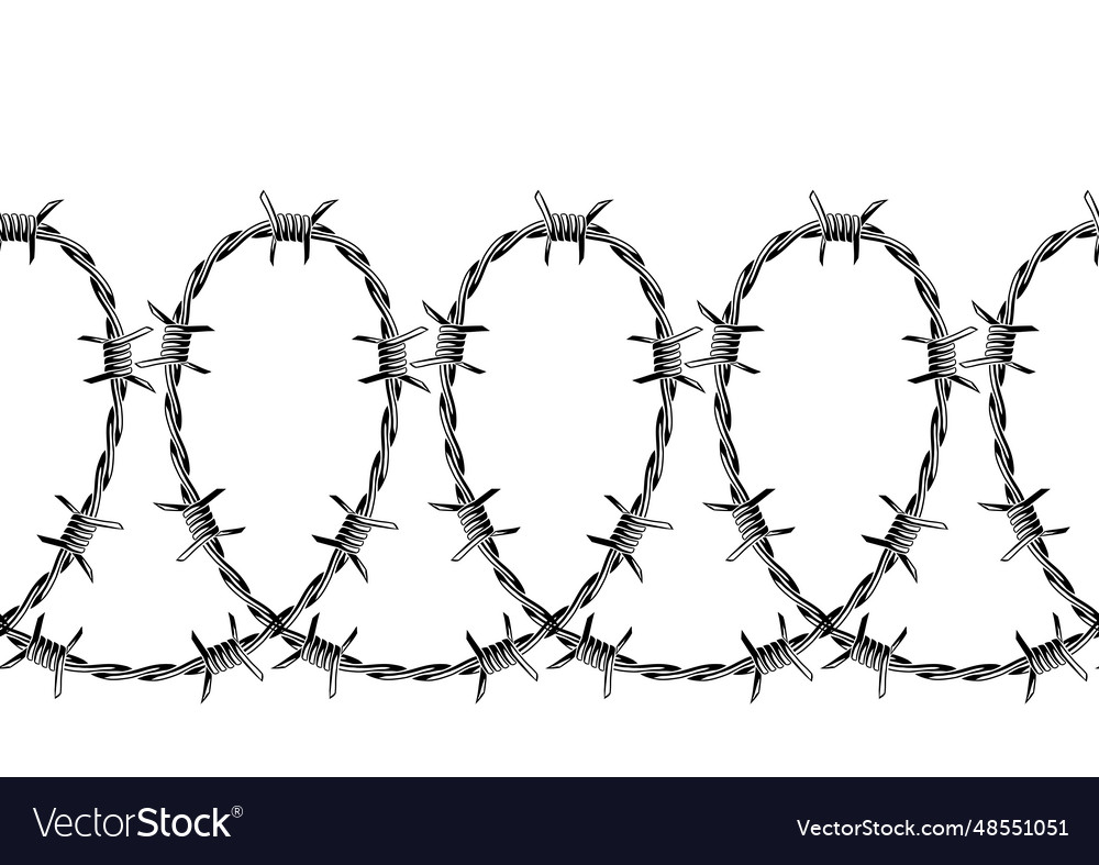 Barbed wire seamless pattern sharp barbwire Vector Image