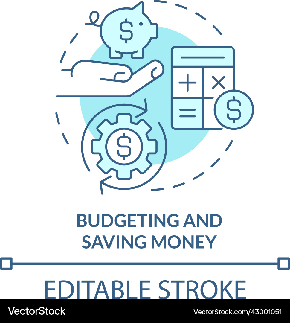 Budgeting and saving money turquoise concept icon Vector Image