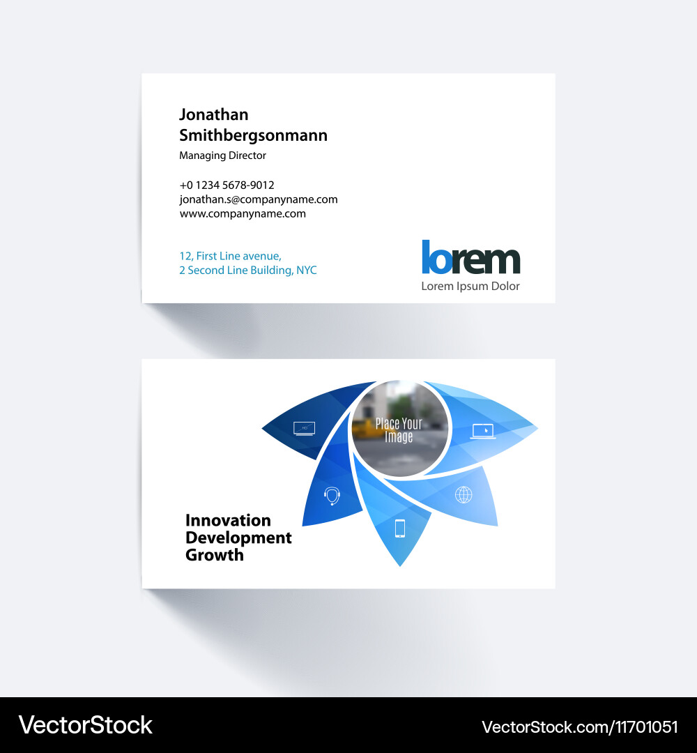 Business card template with geometric Royalty Free Vector