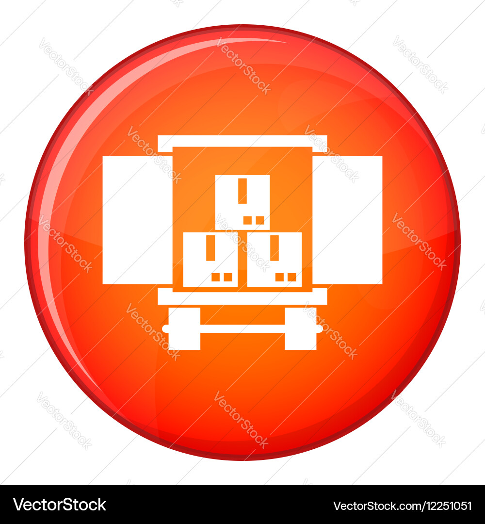 Cargo truck with load icon flat style Royalty Free Vector