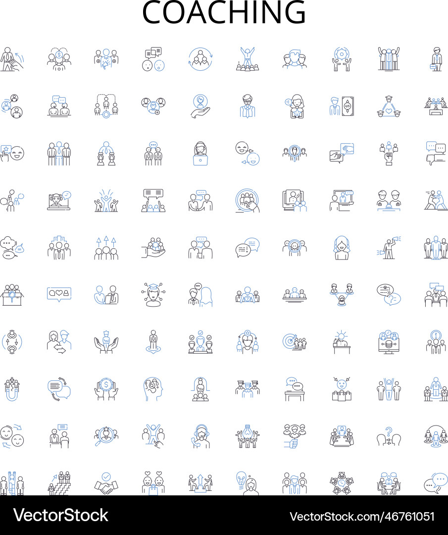 Coaching outline icons collection mentoring Vector Image