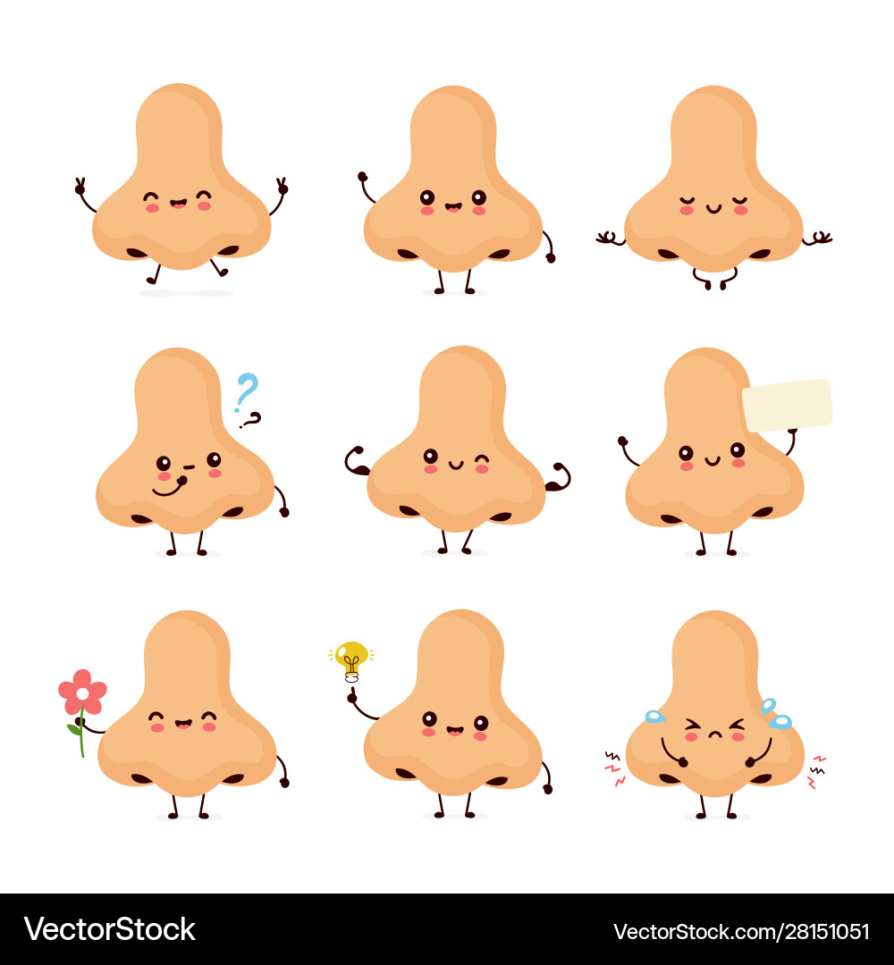 Cute smiling happy human nose Royalty Free Vector Image