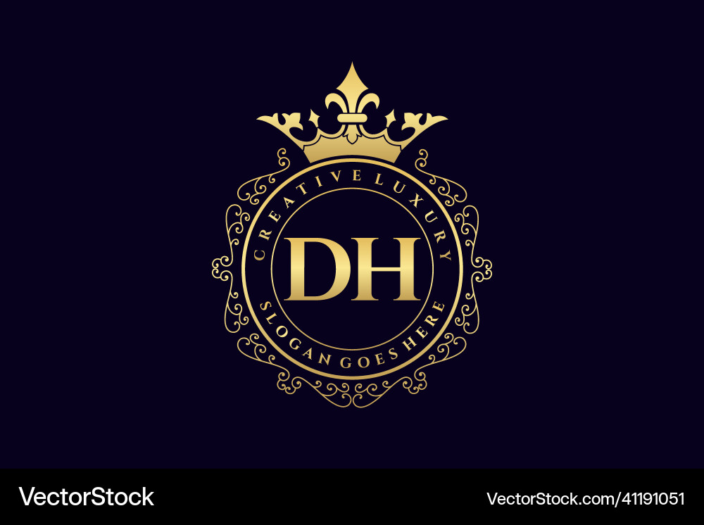 Dh initial letter luxury calligraphic feminine Vector Image