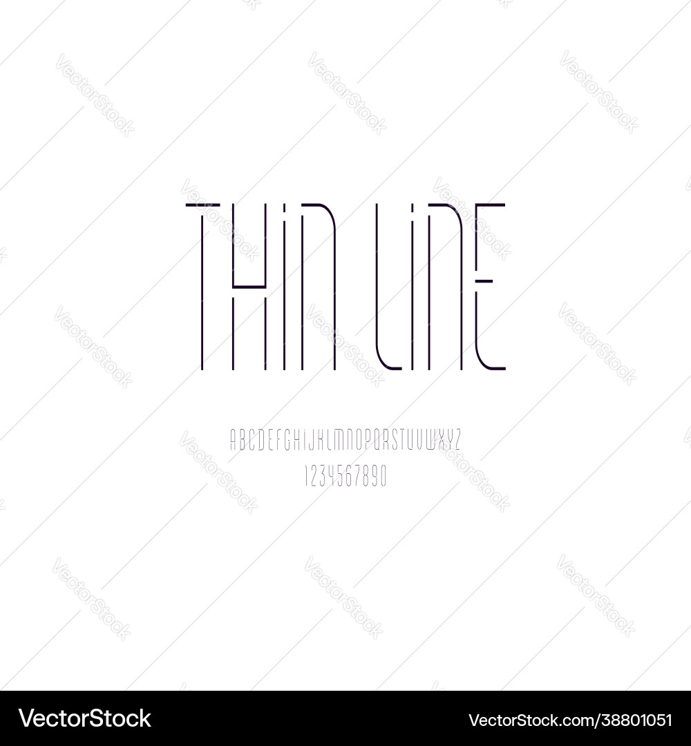 Font from ultra thin black line stencil alphabet Vector Image