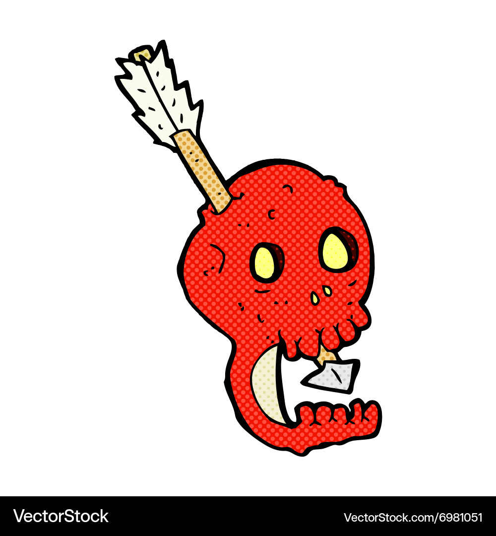 Funny comic cartoon skull and arrow Royalty Free Vector