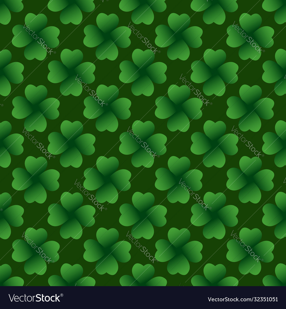 Green Clover Leaves Seamless Pattern Royalty Free Vector