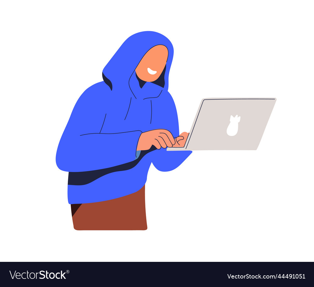 Hacker scammer at laptop computer online fraud Vector Image