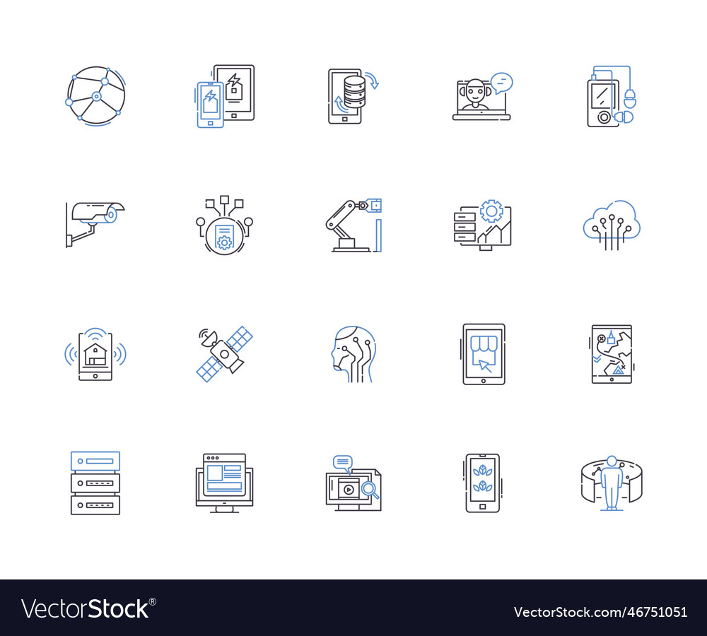 Hardware Outline Icons Collection Royalty Free Vector Image