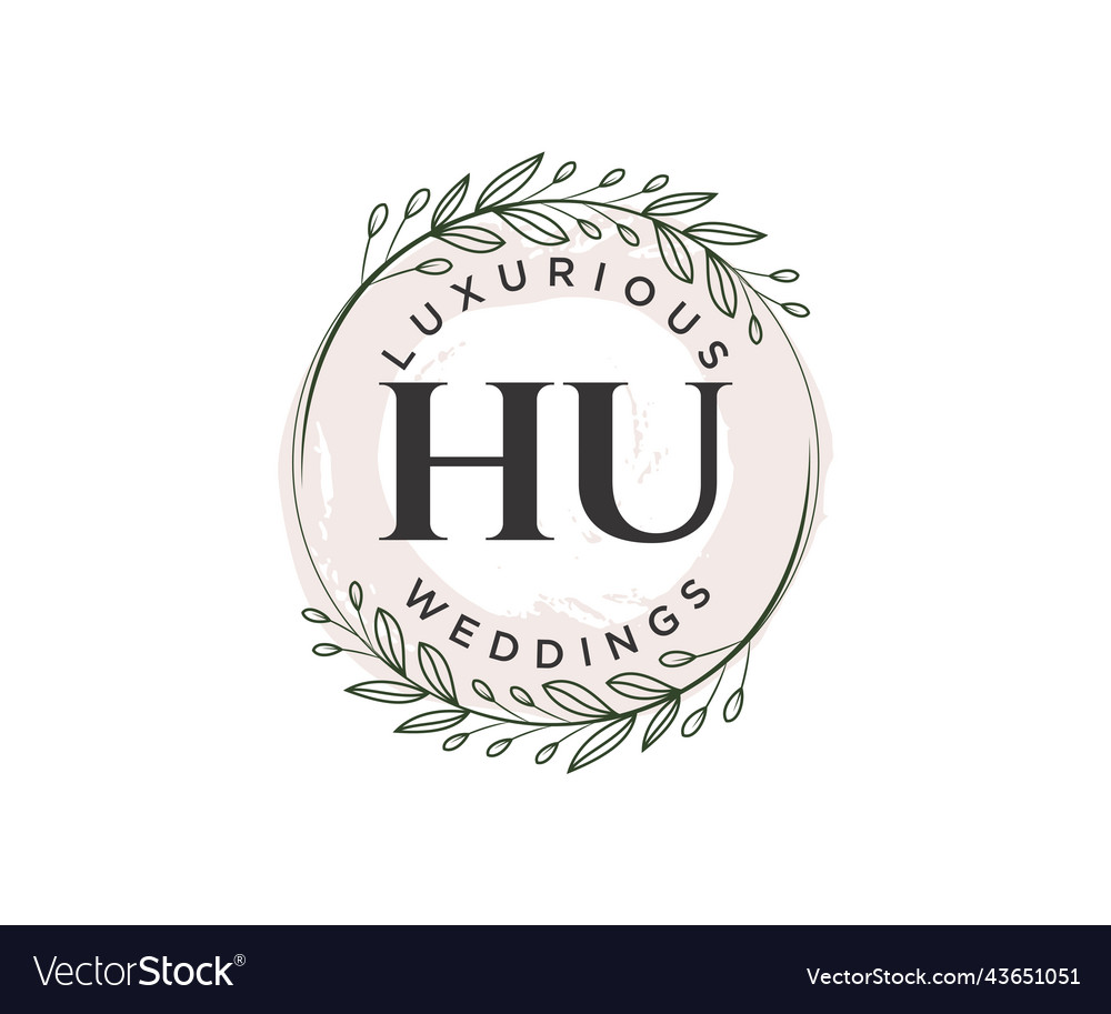 Hu initials letter wedding monogram logos Vector Image