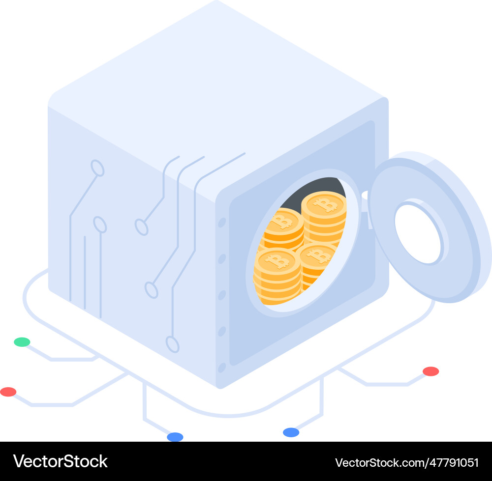 Modern isometric icon of bitcoin locker Royalty Free Vector