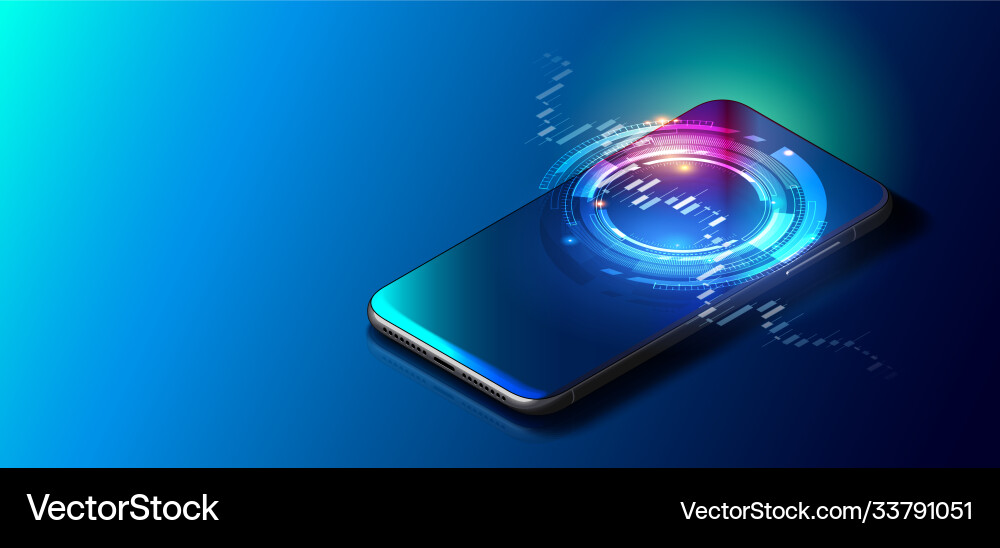 Modern mobile cell phone on colorful background Vector Image