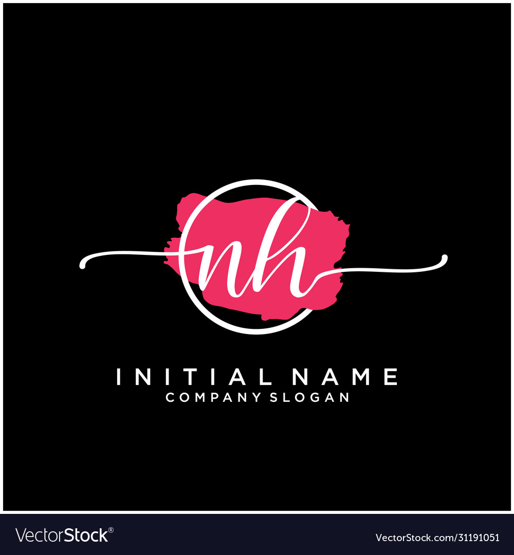 Nh initial handwriting logo design with brush Vector Image