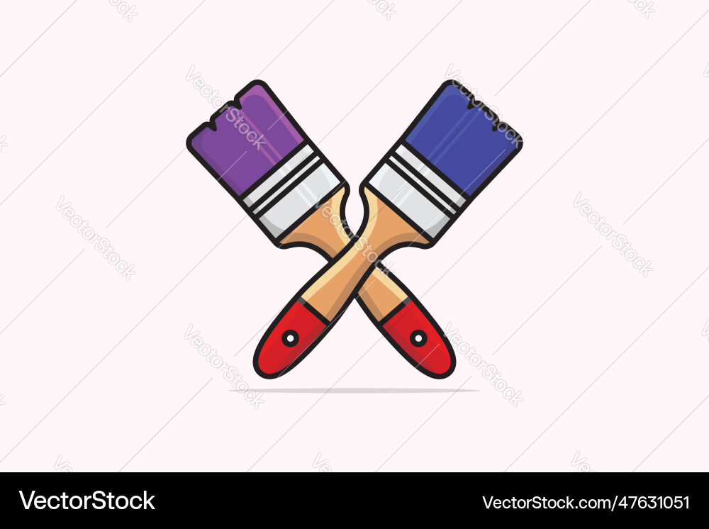 Paint brush in cross sign Royalty Free Vector Image