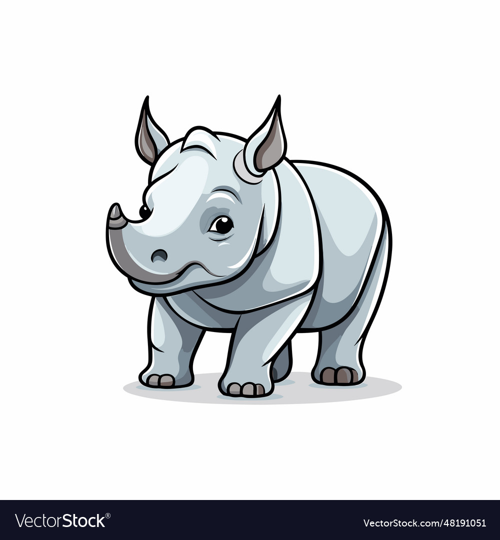 Rhinoceros rhino hand-drawn comic cute doodle Vector Image