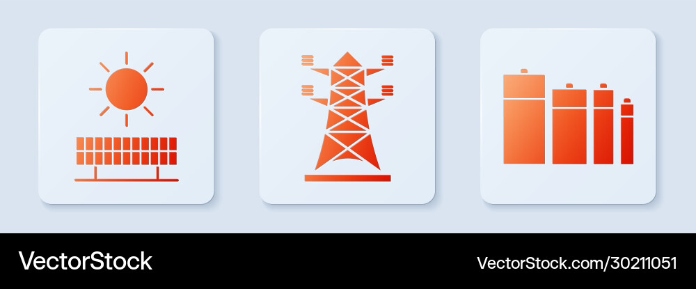 Set high voltage power pole line solar energy Vector Image