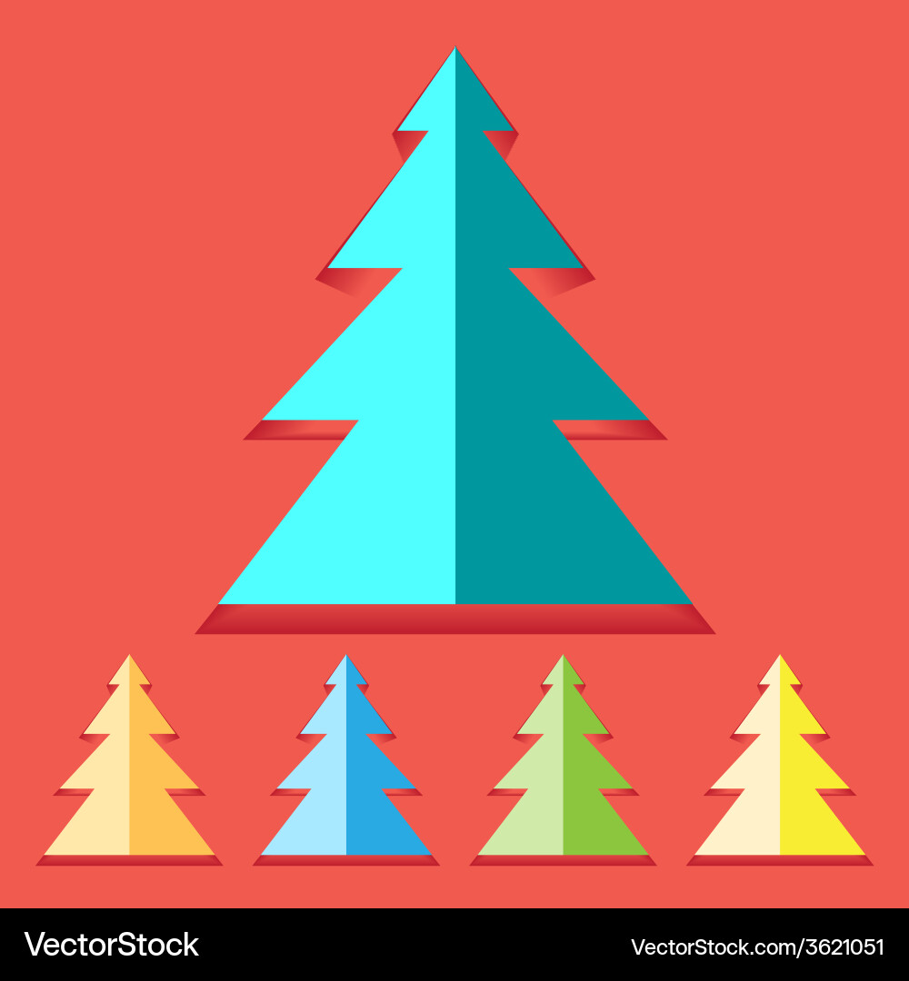 Set of colorful tree signs Royalty Free Vector Image