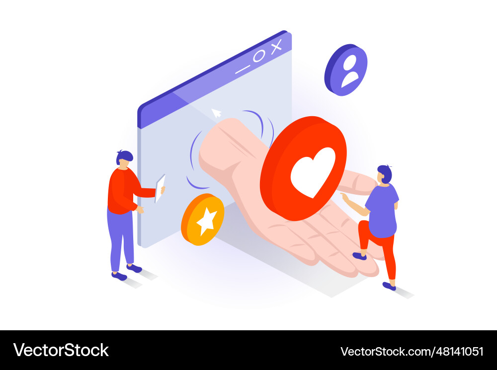 Social media concept in 3d isometric design Vector Image