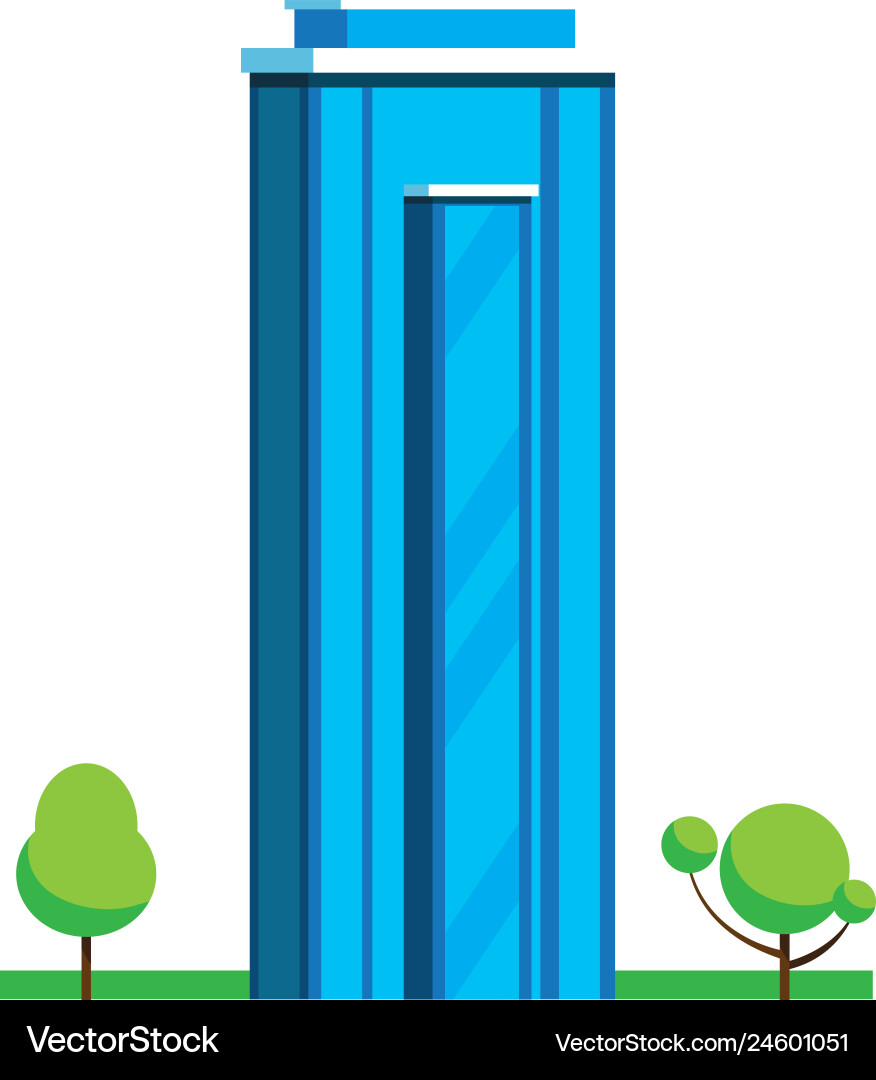 Urban building in camp field with trees Royalty Free Vector