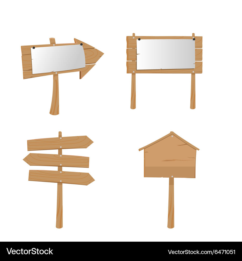 Wood placard plank sign boards Royalty Free Vector Image