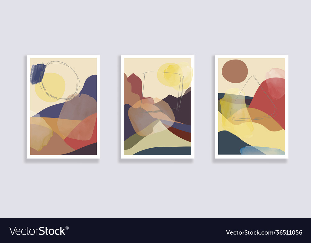 Abstract colorful landscape poster collection Vector Image