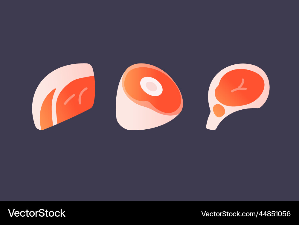 Beef cuts gummy style icons 1 Royalty Free Vector Image