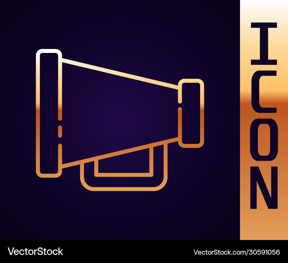 Gold line megaphone icon isolated on black Vector Image
