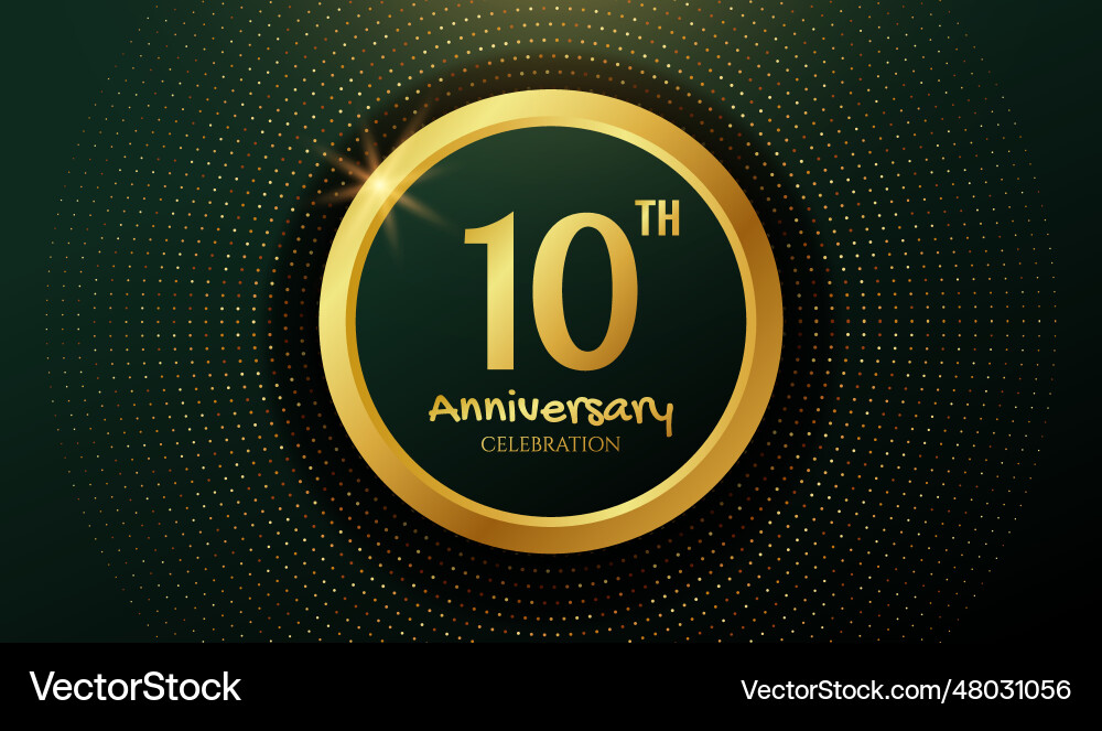Golden 10th years anniversary celebration Vector Image