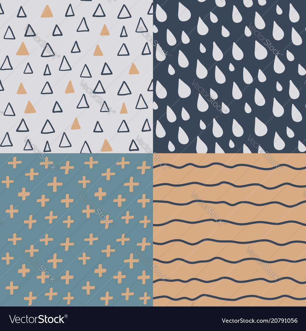 Hand drawn seamless pattern set simple texture Vector Image